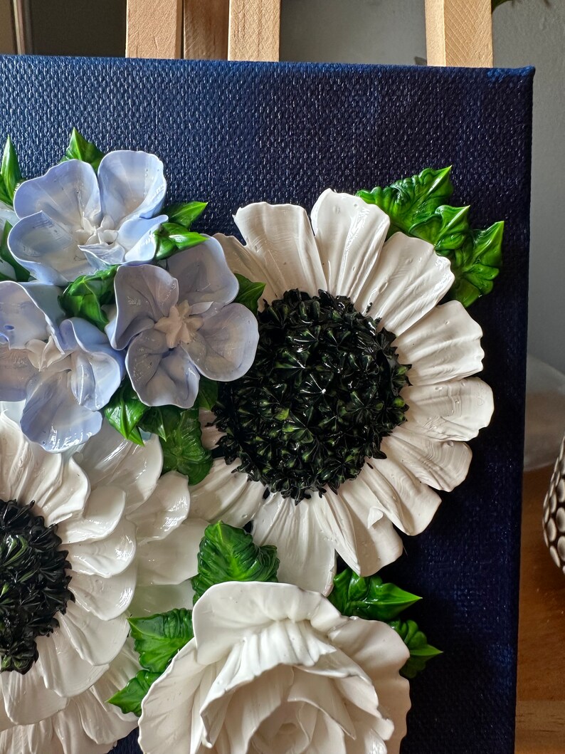 6” X 6” Thick Bouquet of Heavy Textured 3-D Florals on 1 1/2” Back ...