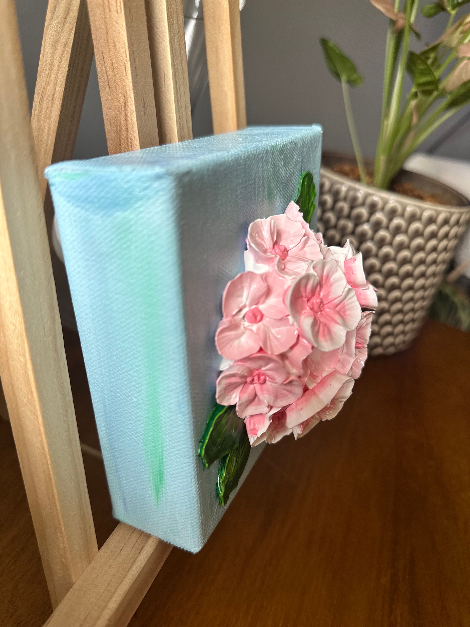5” X 5” Super Thick Bouquet of Heavy Textured Hydrangeas 3-D Florals on ...