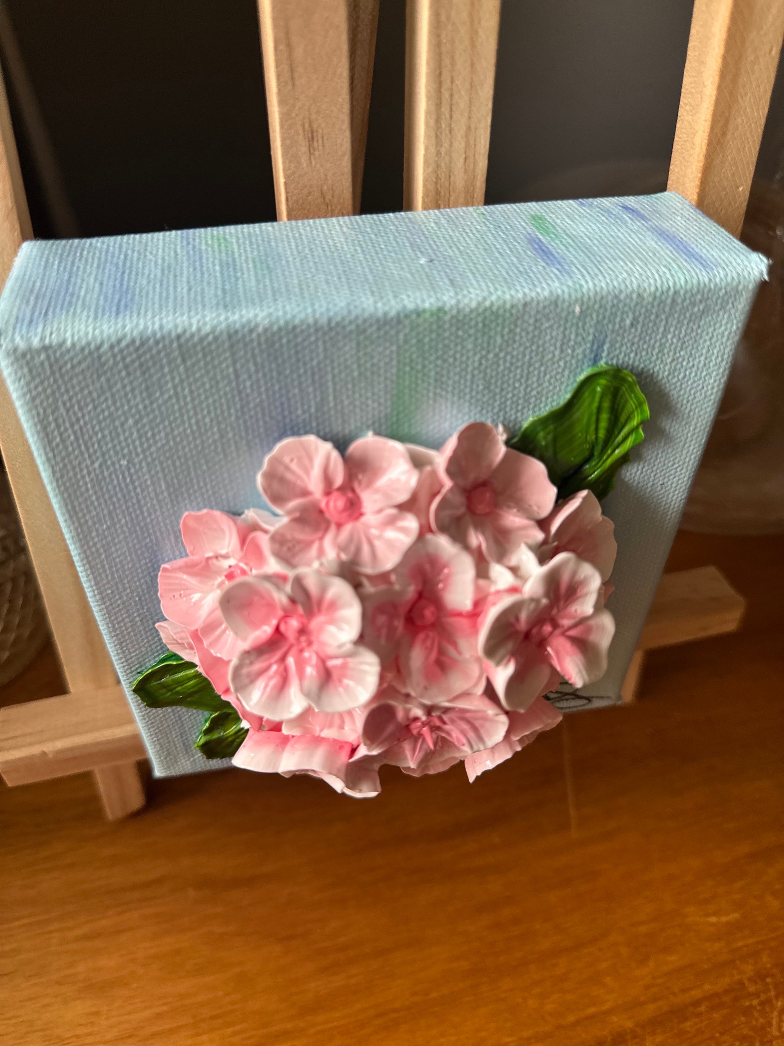 5” X 5” Super Thick Bouquet of Heavy Textured Hydrangeas 3-D Florals on ...