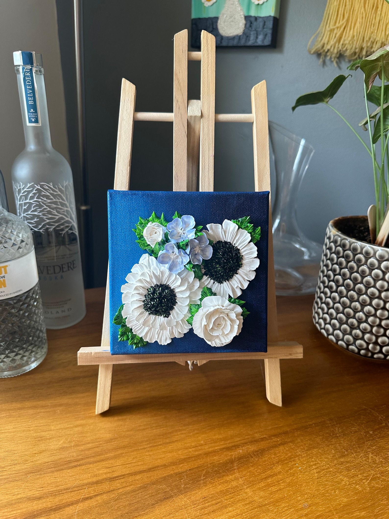 6” X 6” Thick Bouquet of Heavy Textured 3-D Florals on 1 1/2” Back ...