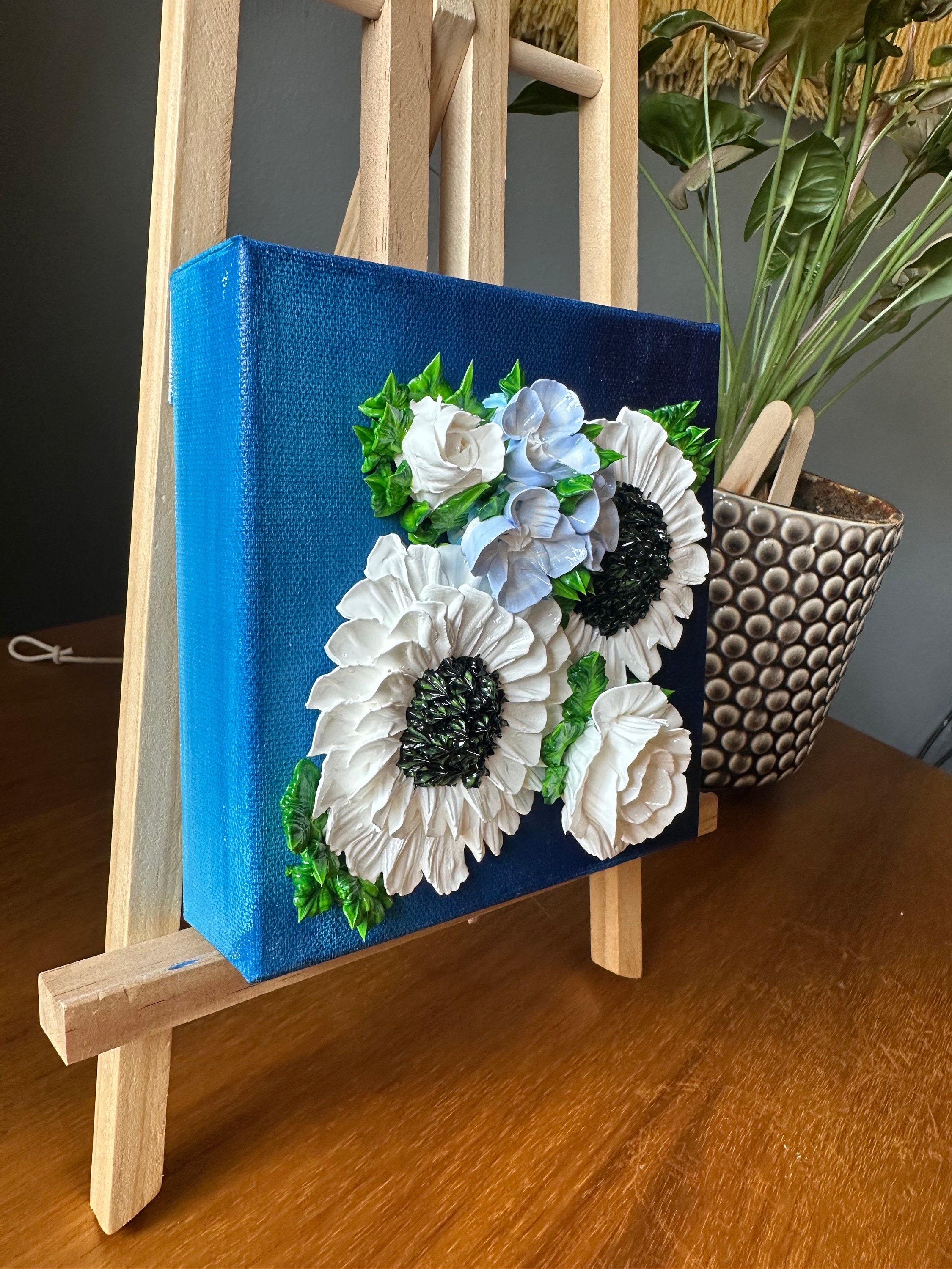 6 X 6 Thick Bouquet of Heavy Textured 3-D Florals on 1 1/2 Back ...