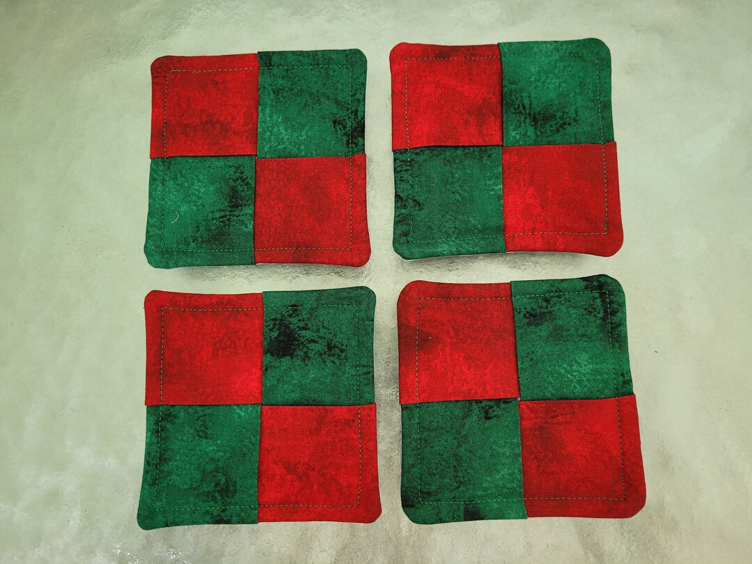 7-layer Quilted Reversible Christmas Coaster Set. Free - Etsy
