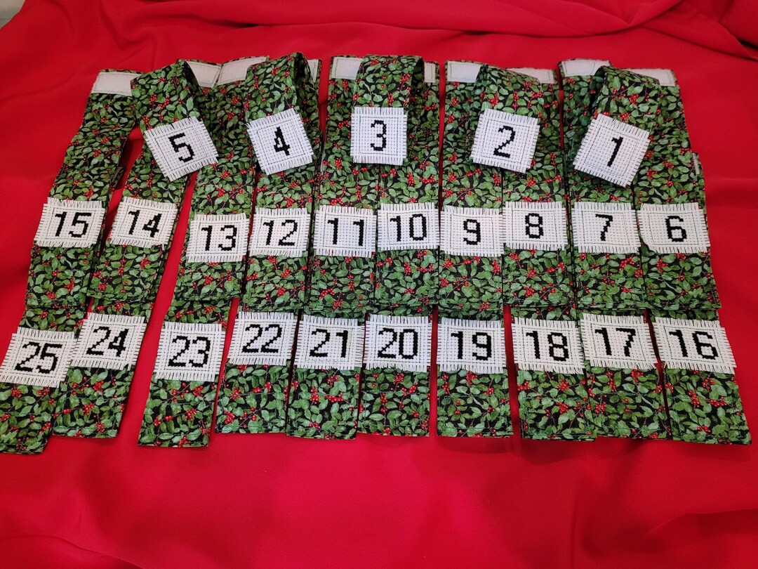 Christmas Countdown Chain With Hand Embroidered Numbers on the Sewn ...