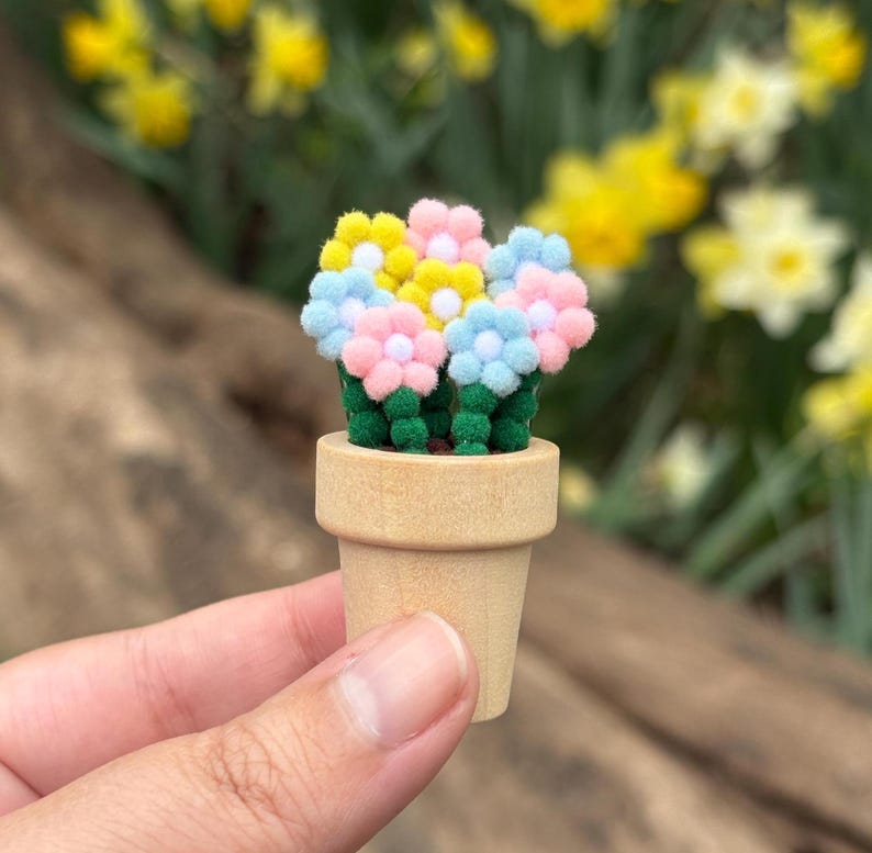 2" & 1.25" Spring Time Themed Floral Pom Pom Bouquet - Etsy