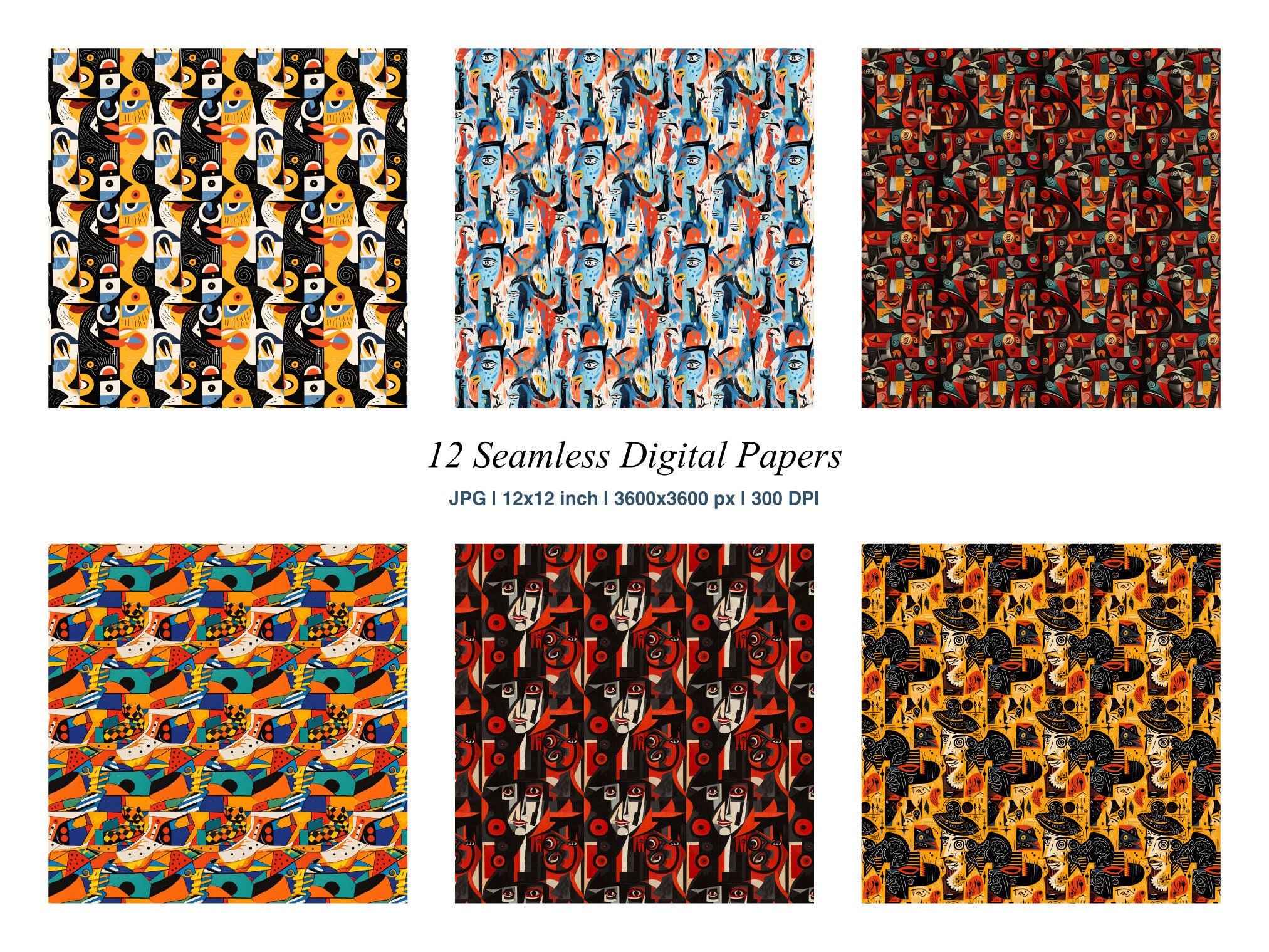 Pablo Picasso Inspired Seamless Patterns, Acrylic and Oil Seamless ...
