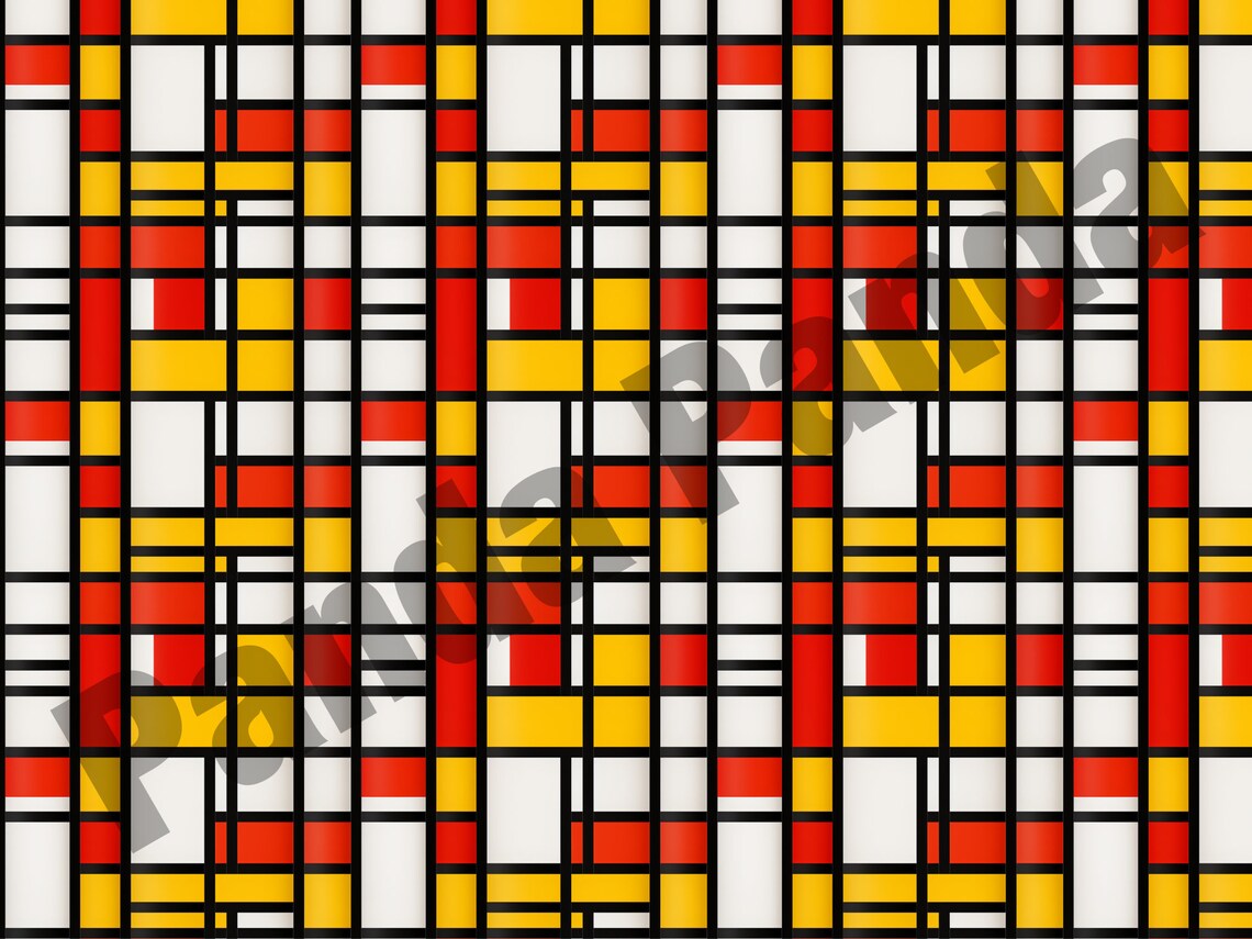 Piet Mondrian Inspired Seamless Pattern, Abstract Art Digital Paper, Mondrian Square and Cube ...