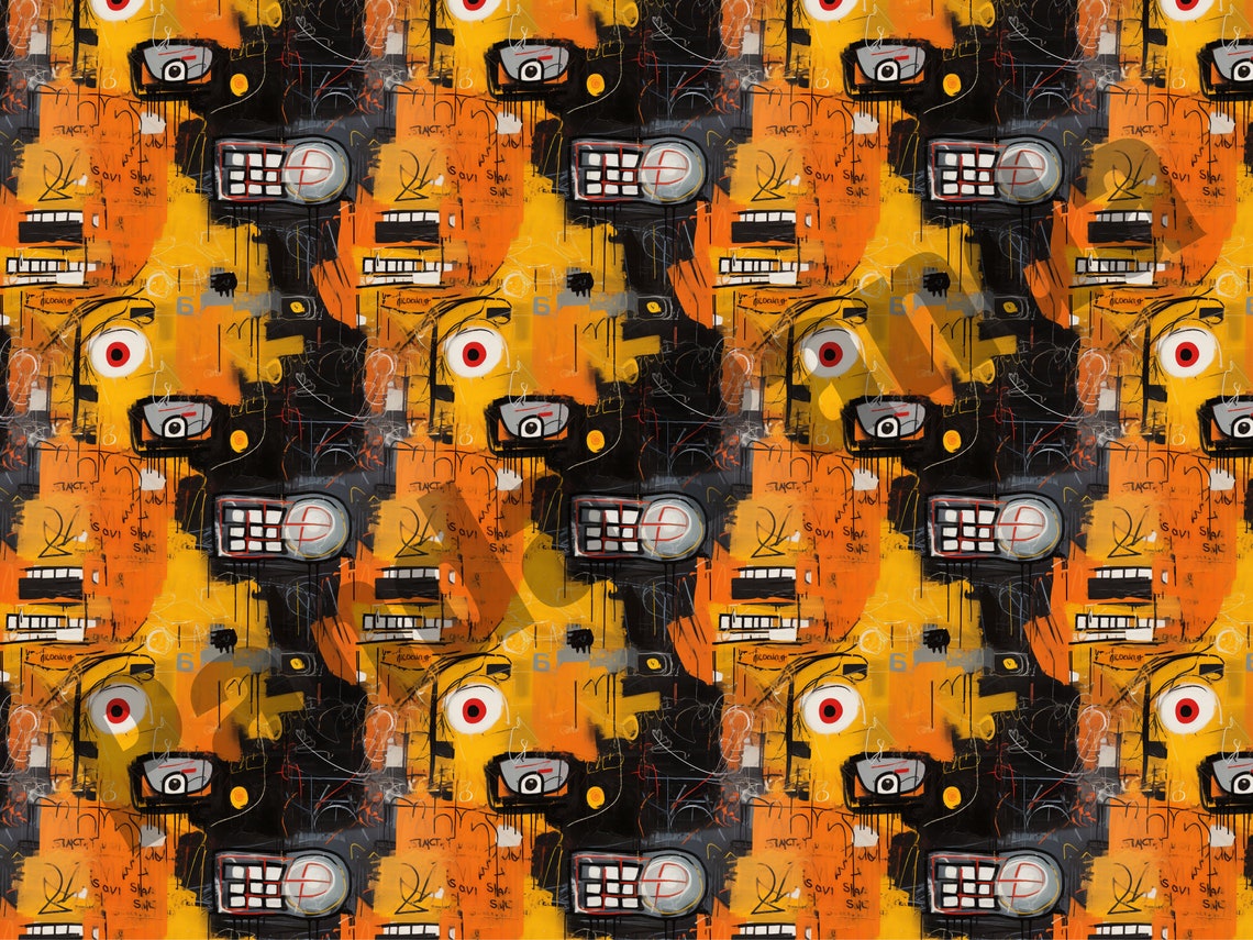 Jean-michel Basquiat Inspired Seamless Patterns, American Graffiti ...