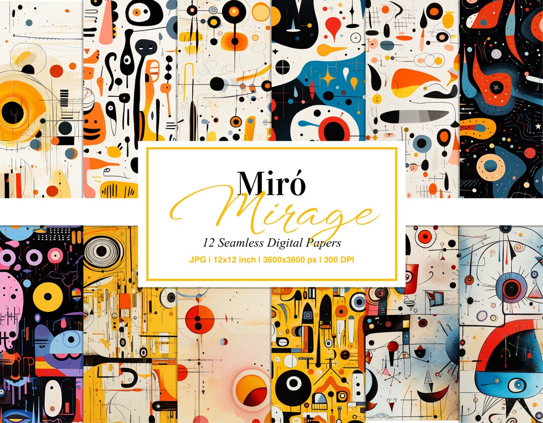 Joan Miró Inspired Seamless Pattern Surrealism Digital Paper - Etsy