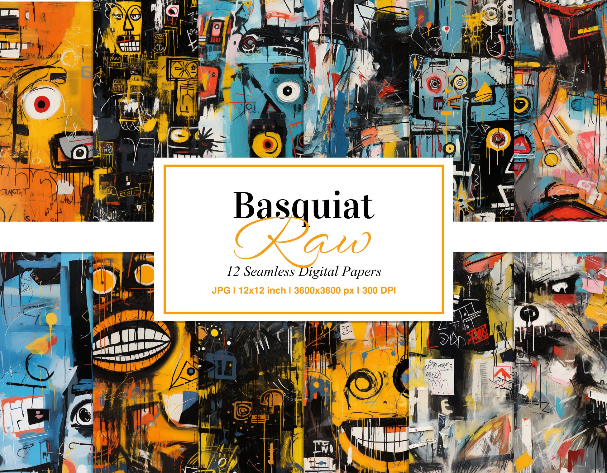Jean-michel Basquiat Inspired Seamless Patterns, American Graffiti ...