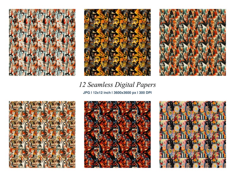 Pablo Picasso Inspired Seamless Patterns, Acrylic and Oil Seamless ...