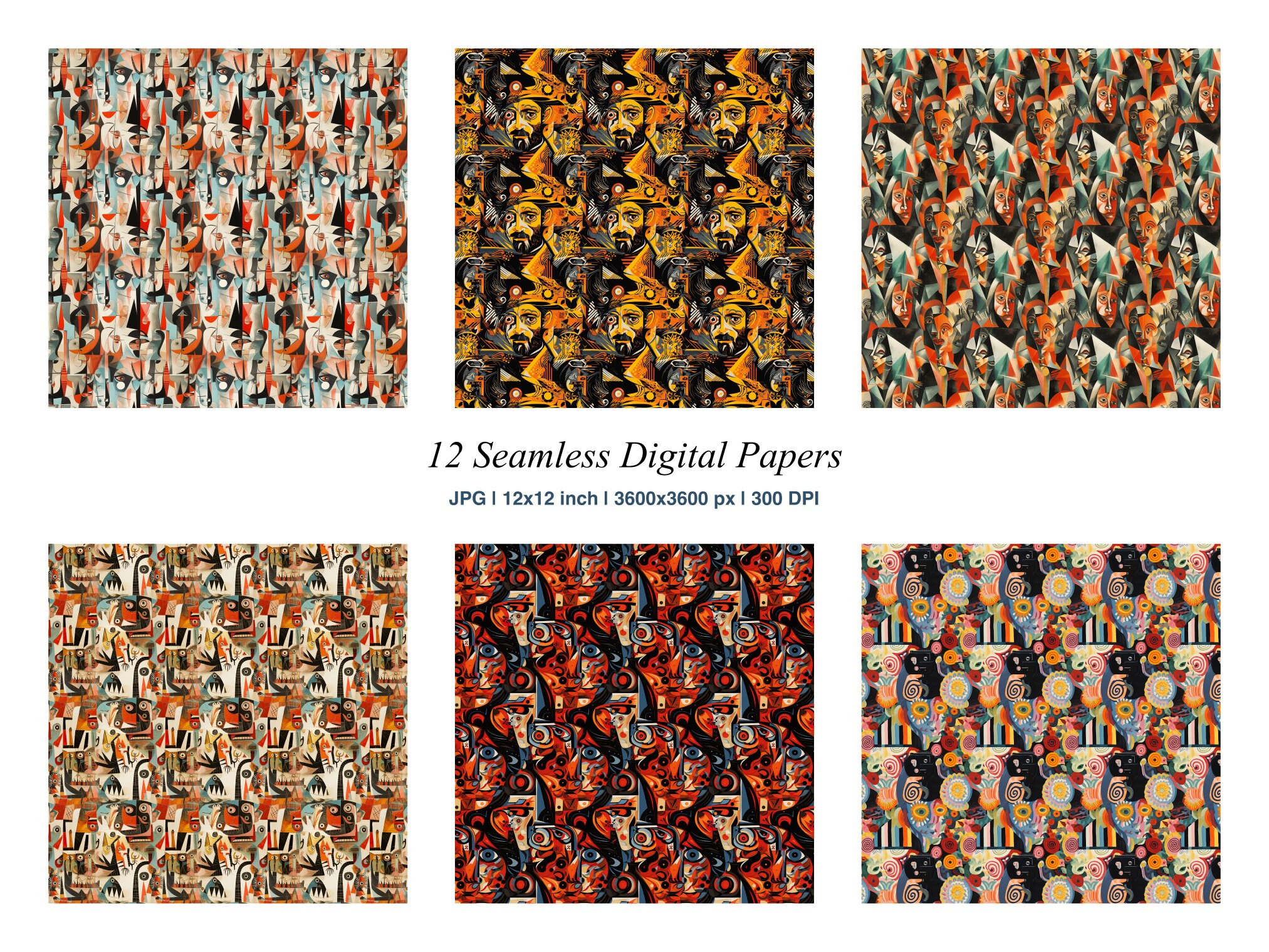 Pablo Picasso Inspired Seamless Patterns, Acrylic and Oil Seamless ...