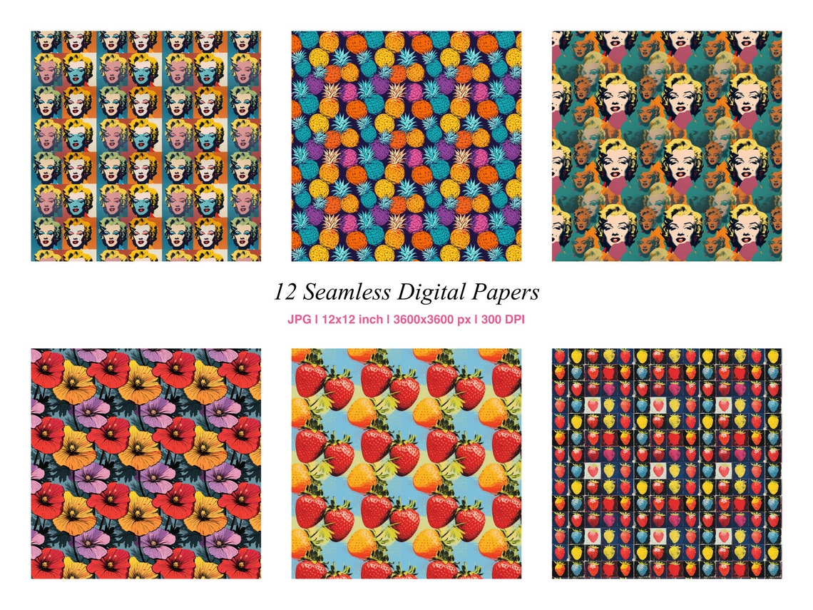 Andy Warhol Inspired Seamless Patterns, Pastel Color Seamless Pattern ...