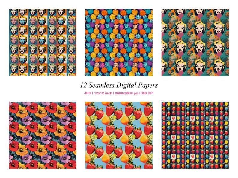 Andy Warhol Inspired Seamless Patterns, Pastel Color Seamless Pattern ...