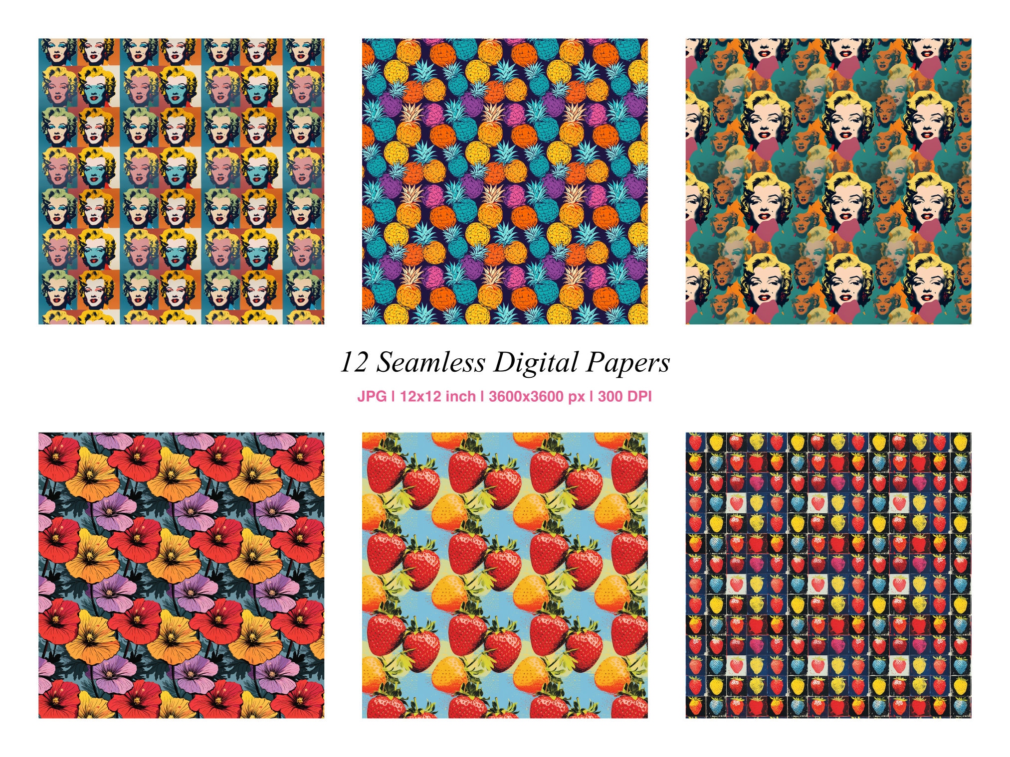 Andy Warhol Inspired Seamless Patterns, Pastel Color Seamless Pattern ...