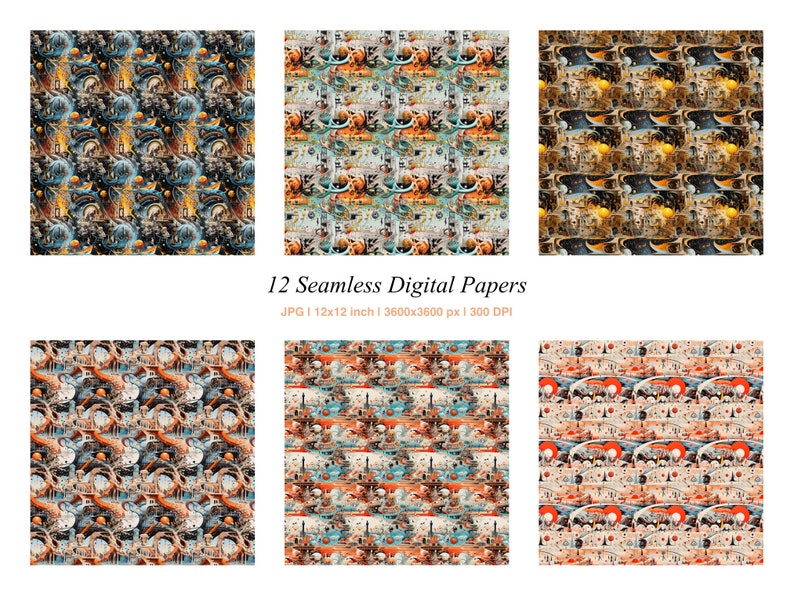 Surrealism Inspired by Salvador Dali Seamless Pattern, Surreal Digital ...