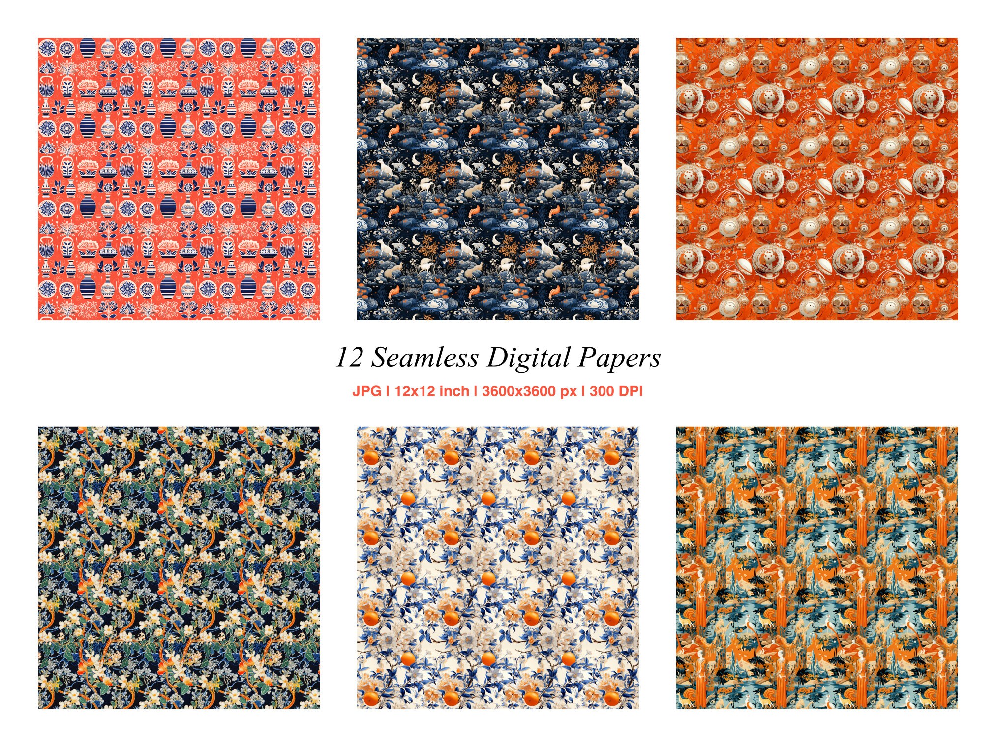 Hermes Inspired Seamless Pattern, High Fashion Printable Pattern ...