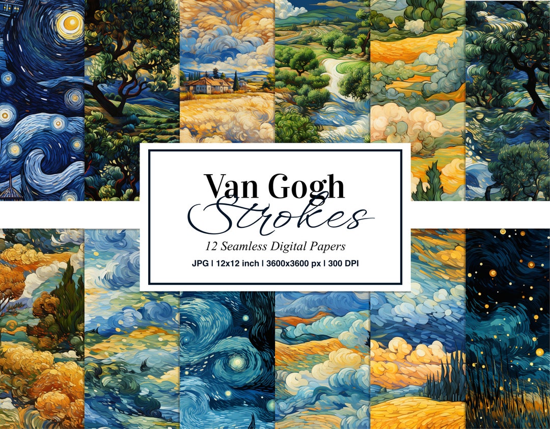 Vincent Van Gogh Inspired Seamless Patterns, Van Gogh Style Digital ...