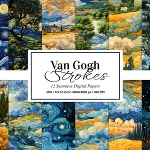 Vincent Van Gogh Inspired Seamless Patterns, Van Gogh Style Digital ...