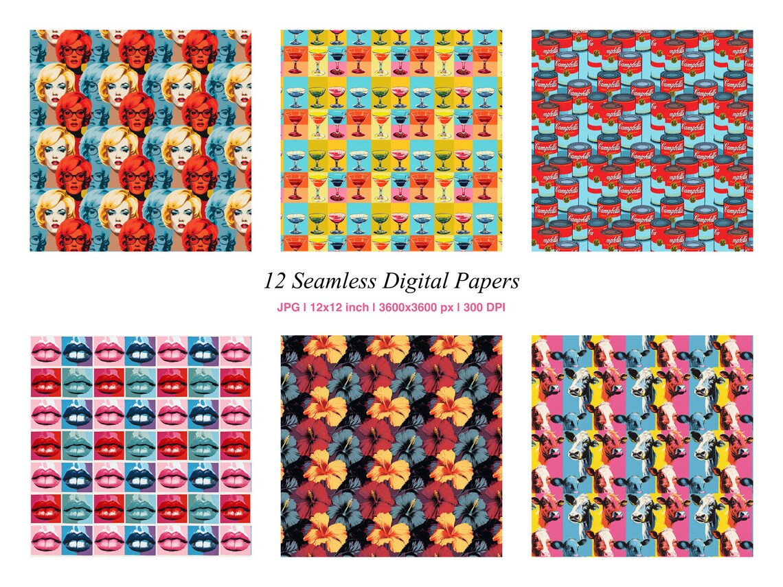 Andy Warhol Inspired Seamless Patterns, Pastel Color Seamless Pattern ...