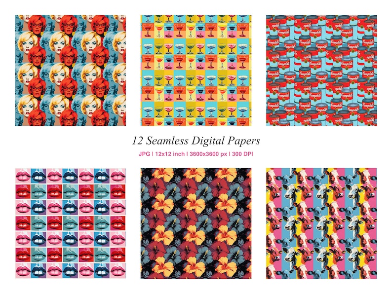 Andy Warhol Inspired Seamless Patterns, Pastel Color Seamless Pattern ...