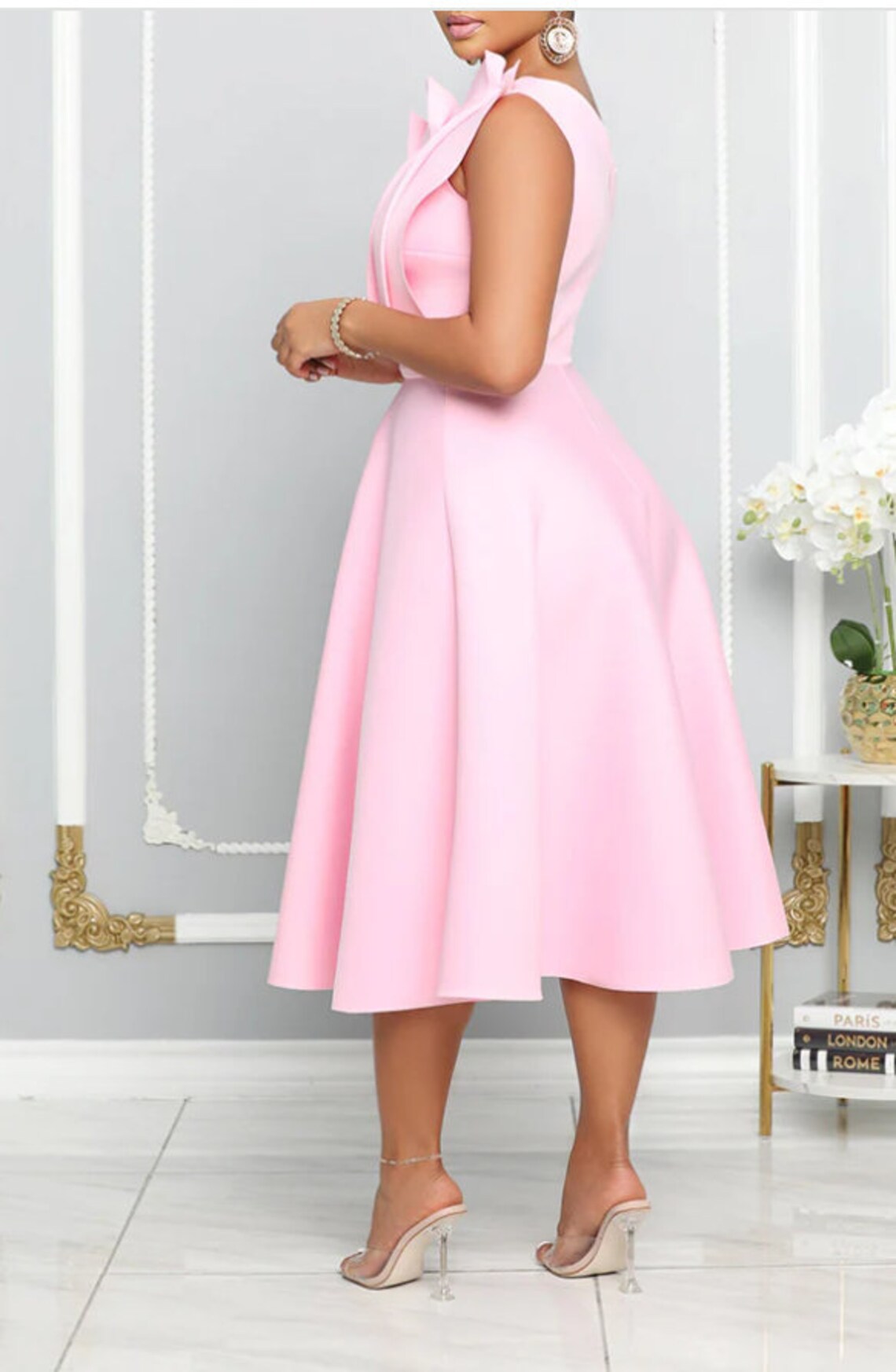 Baby Pink One Shoulder Cocktail/evening Midi Dress - Ready to Ship Now ...