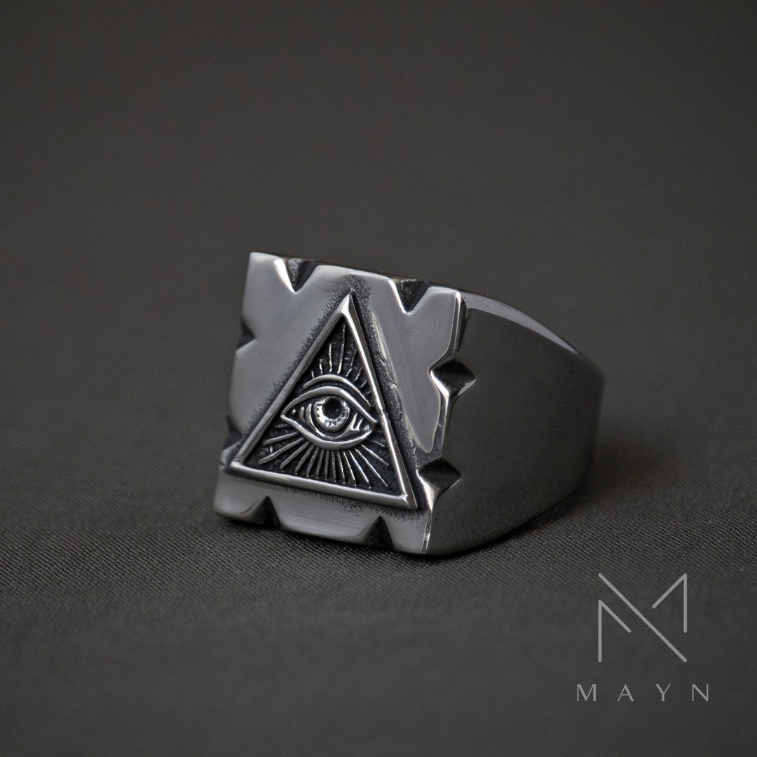 Stainless Steel Eye of Horus Signet Ring for Men, Brutal Chunky Eye of ...