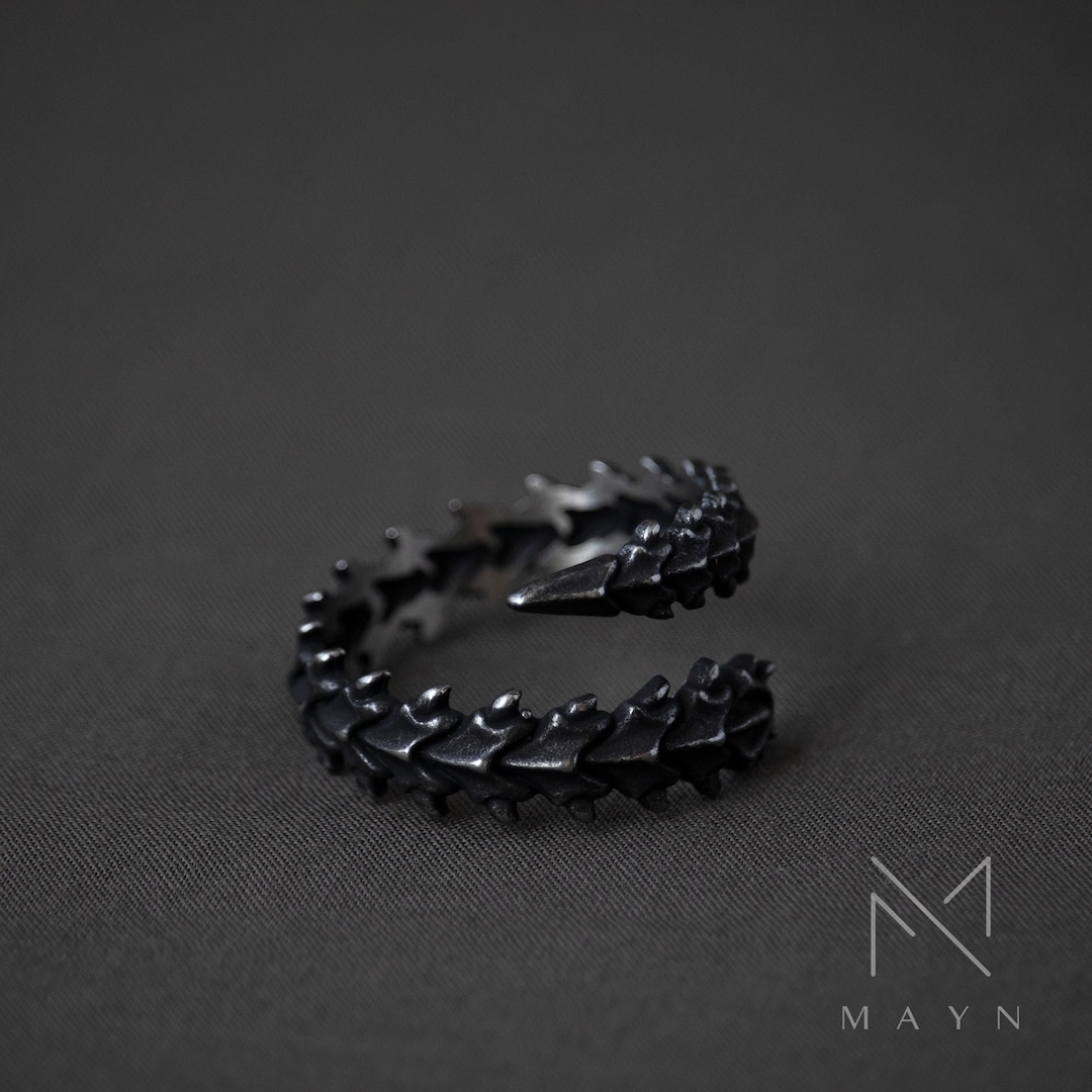 Buy Stainless Steel Centipede Ring for Men, Goth Dragon Spine Ring for Her, Adjustable Skeleton ...