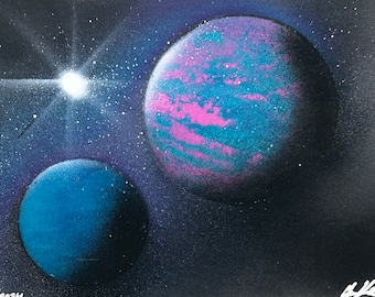 Galaxy Space Spray Paint Art / Galaxy Art / Planets and Stars/ Space ...