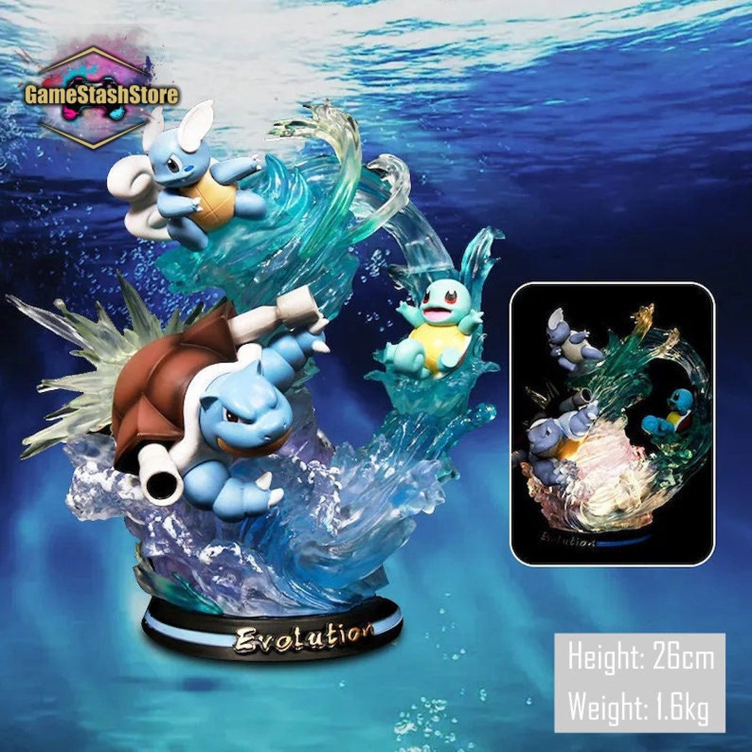 Blastoise Evolution Line Statue Custom Made lights Up - Etsy