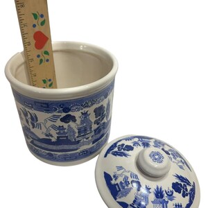 VTG Blue Willow Ceramic Transferware 3 Pc Canisters Jars Lid Set WHT ...