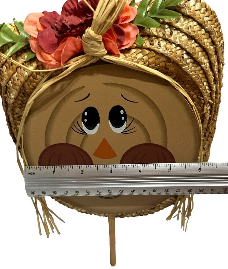 Wood Hand Painted Scarecrow Wall Door Hanging Decor Straw Hat - Etsy