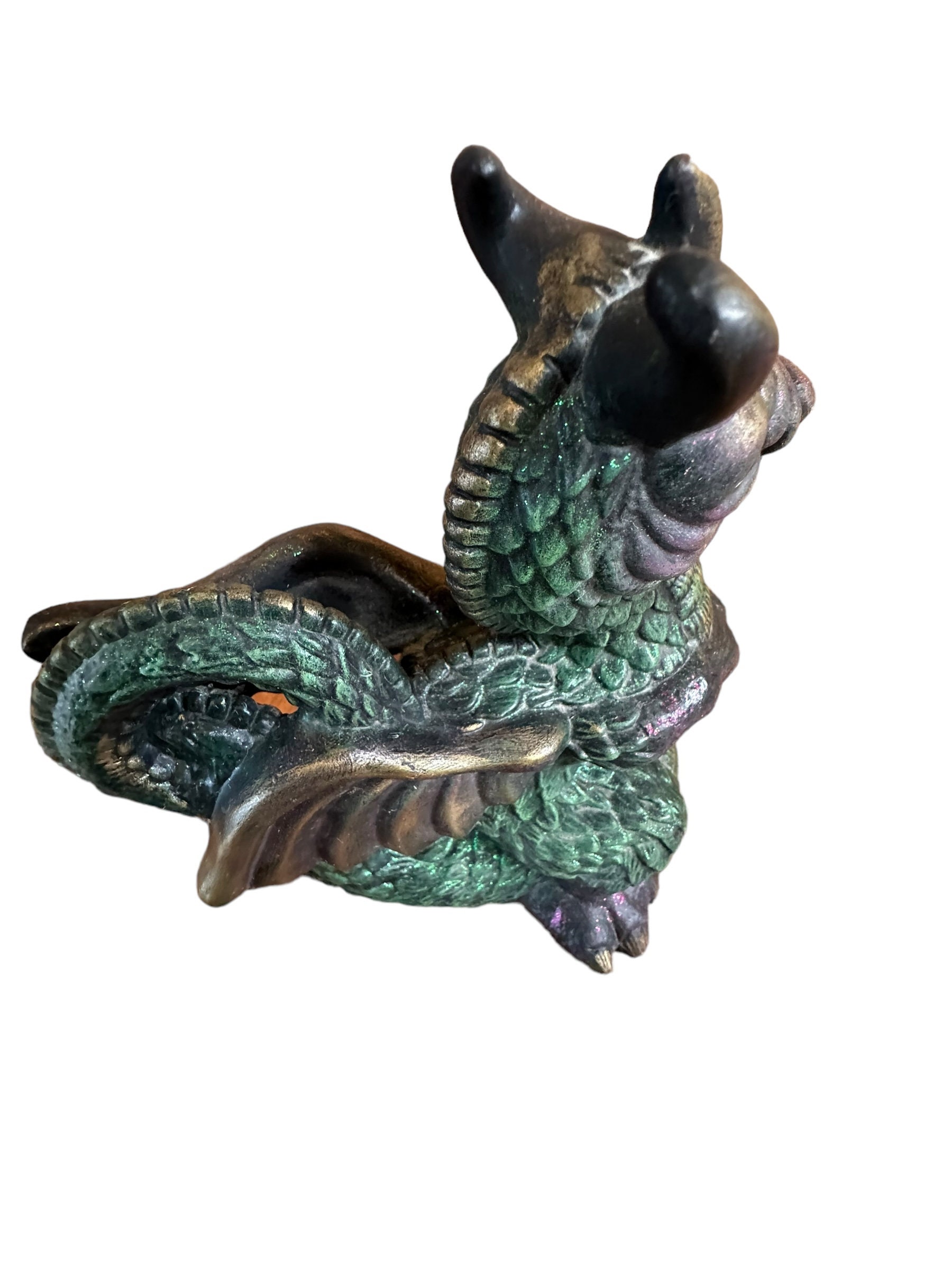 Vintage Green Dragon Sculpture Figurine Ceramic Sculpture Sparkle Color ...