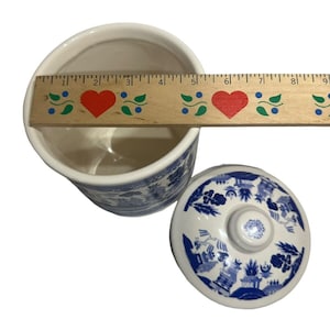 VTG Blue Willow Ceramic Transferware 3 Pc Canisters Jars Lid Set WHT ...