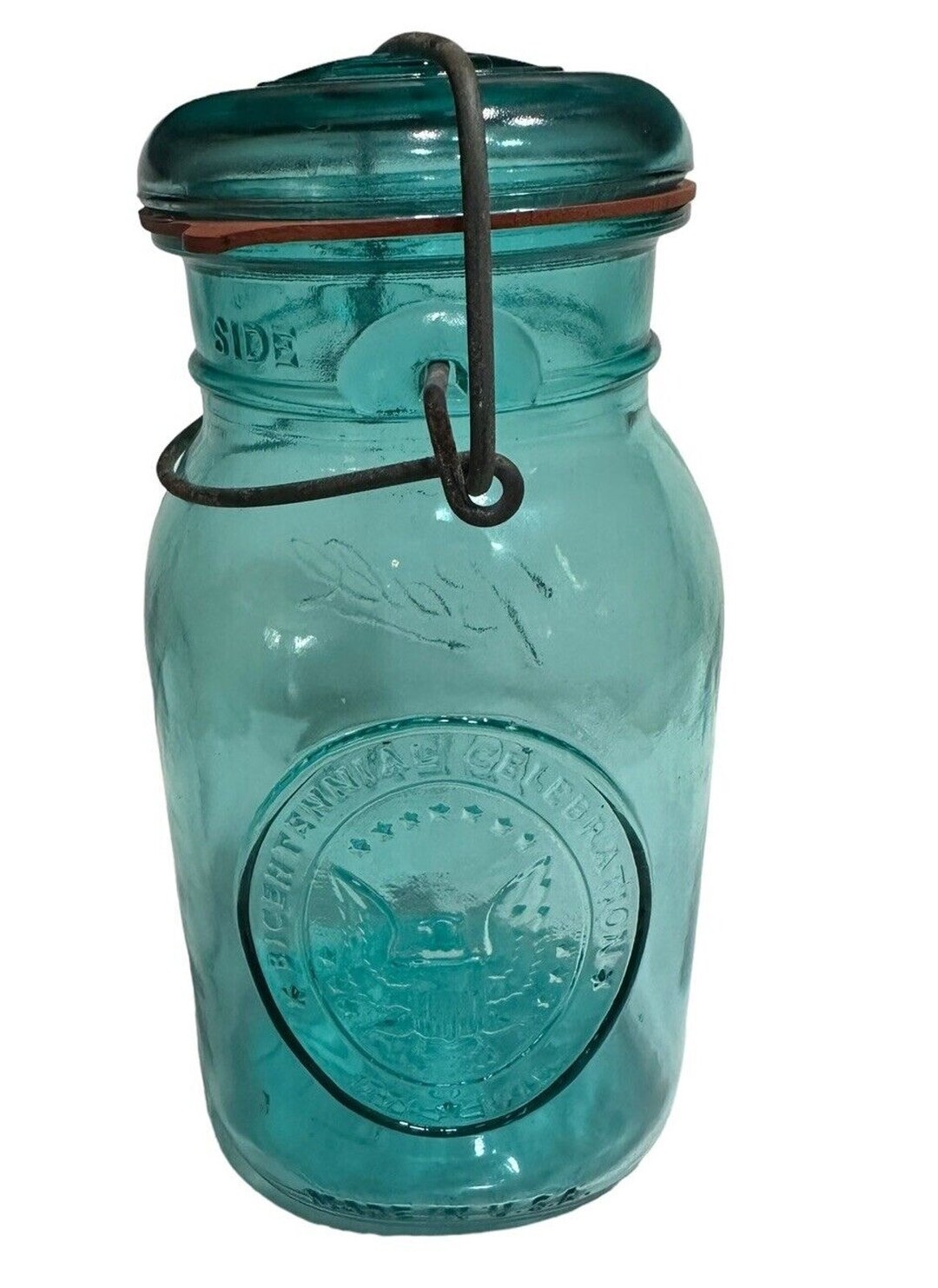 Vintage Blue Mason Jar Ball Wire Bale Ideal Bicentennial Eagle Quart - Etsy
