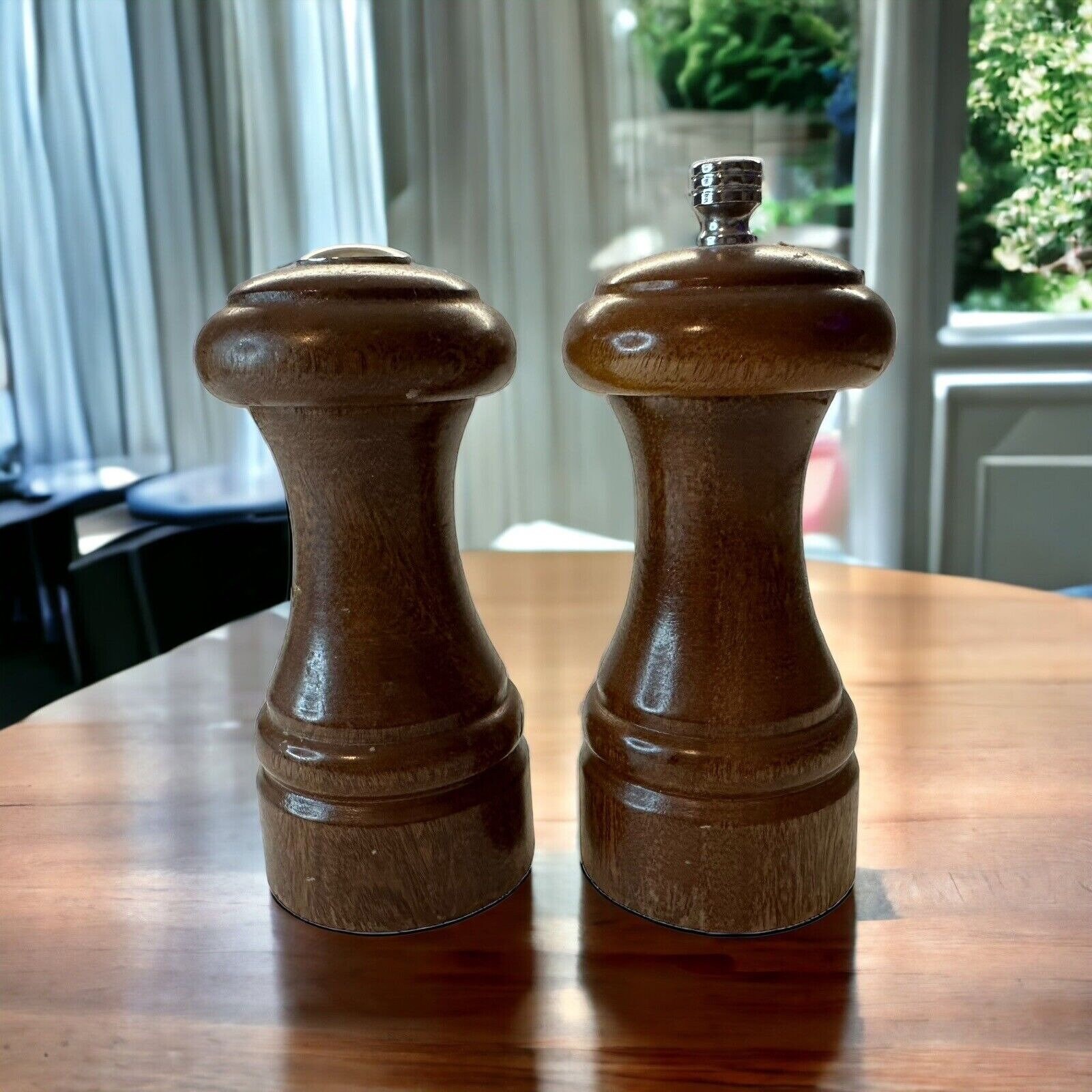 MCM Olde Thompson Pepper Mill Grinder & Salt Shaker Tall Wooden Set USA ...