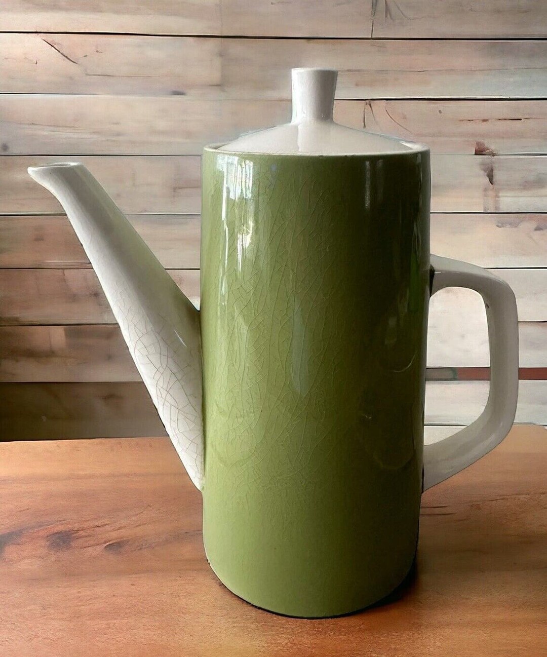 VTG Shibui Cera Stone Coffee Teapot Green White Crackle Design Handle ...