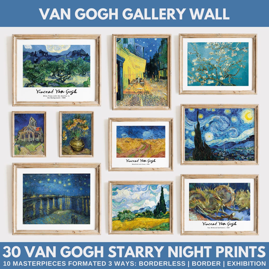 30 Vincent Van Gogh Starry Night PRINTABLE Wall Art Mega Bundle Print ...