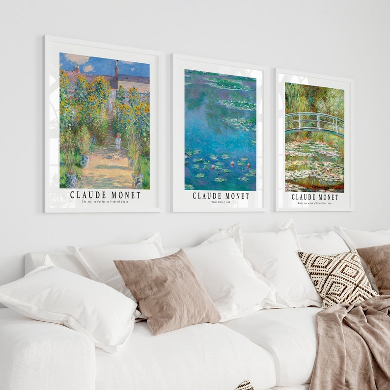 Claude Monet Print Set of 3 PRINTABLE Impressionism Landscape Paintings ...