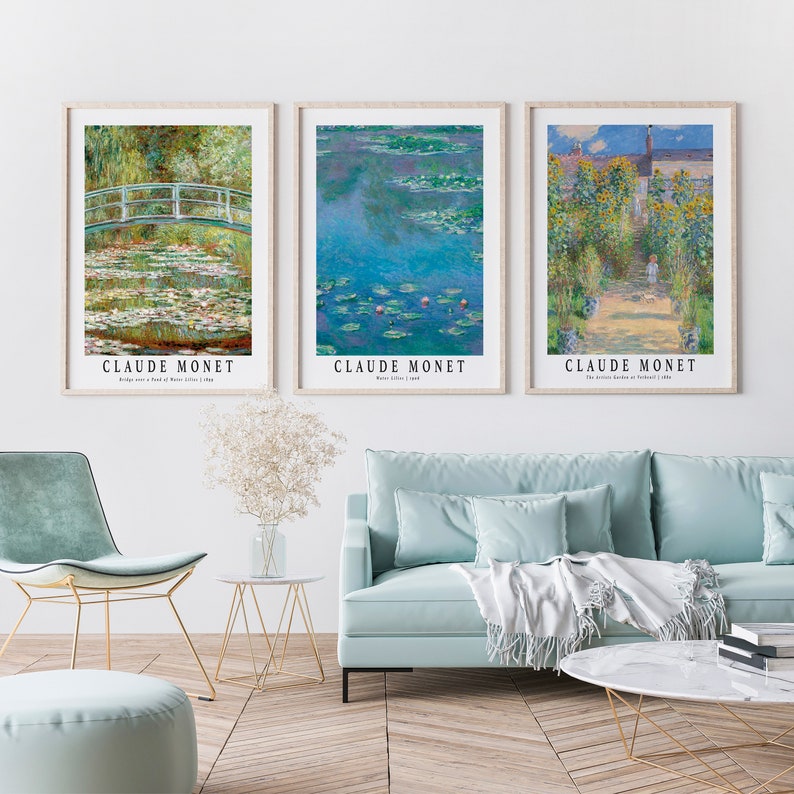 Claude Monet Print Set of 3 PRINTABLE Impressionism Landscape Paintings ...