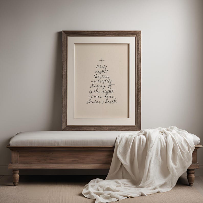 O Holy Night Print: Minimalist Christmas Carol Printable Vintage Hymn ...