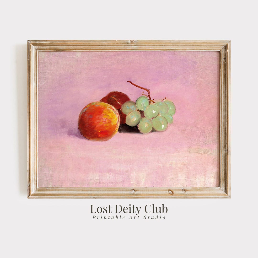 Odilon Redon, Colourful Theme Still Life Fruit Oil Painting, Blush Pink ...