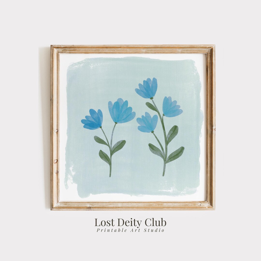 Modern Coastal Blue Floral Print, Coastal Granddaughter Wall Art ...