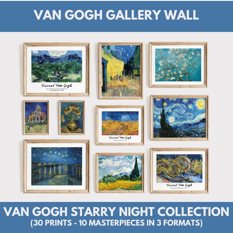 30 Vincent Van Gogh Starry Night PRINTABLE Wall Art Mega Bundle Print ...
