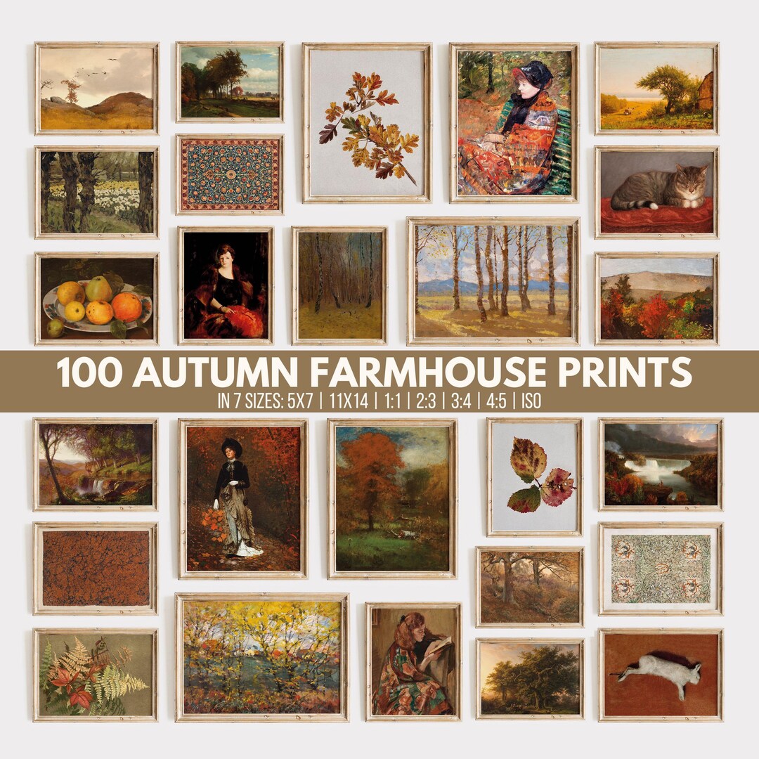 Vintage Fall Gallery Wall Set Autumn Farmhouse Prints Fall Landscape ...