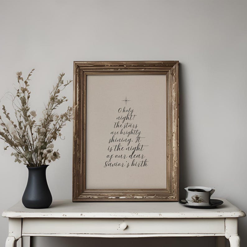 O Holy Night Print: Minimalist Christmas Carol Printable Vintage Hymn ...