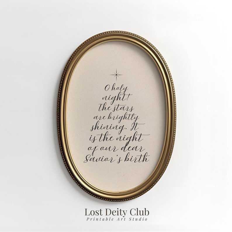O Holy Night Print: Minimalist Christmas Carol Printable Vintage Hymn ...