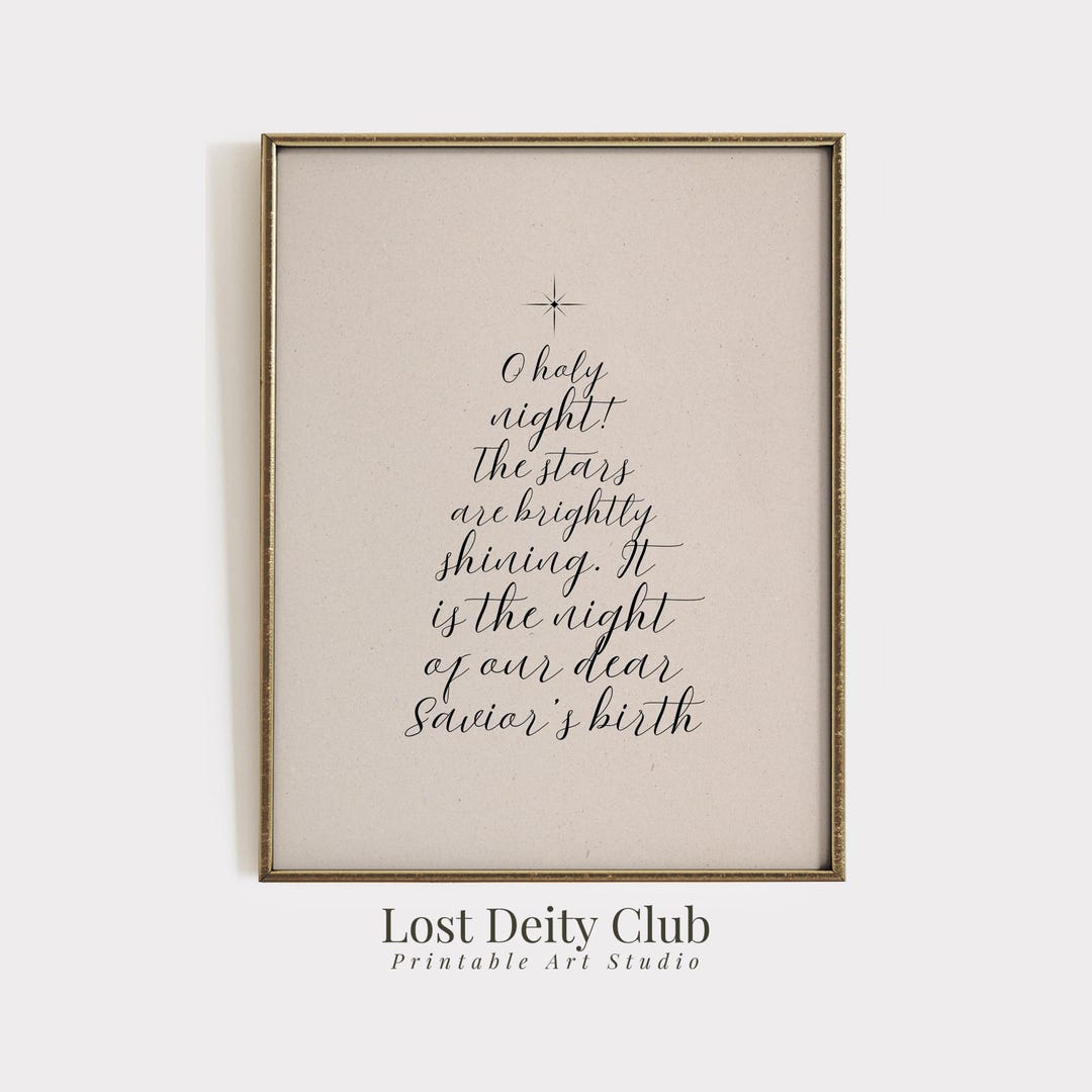 O Holy Night Print: Minimalist Christmas Carol Printable Vintage Hymn ...