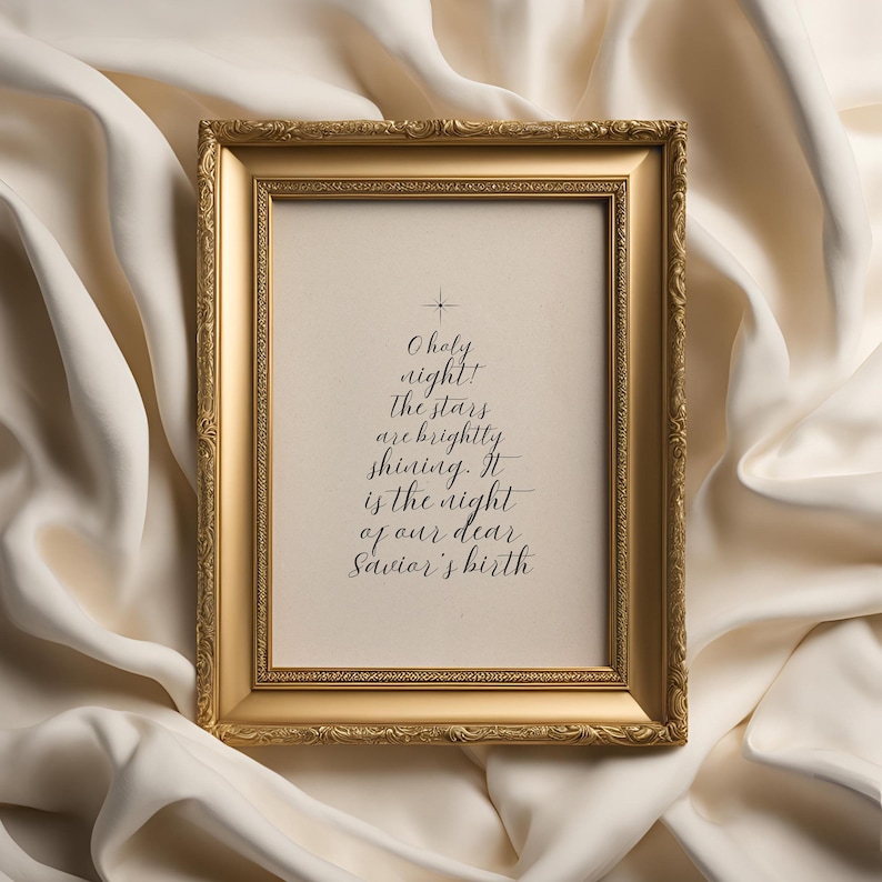 O Holy Night Print: Minimalist Christmas Carol Printable Vintage Hymn ...
