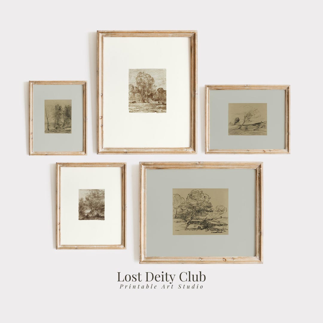 Vintage French Country Gallery Wall Set of 5, Minimalist Vintage ...