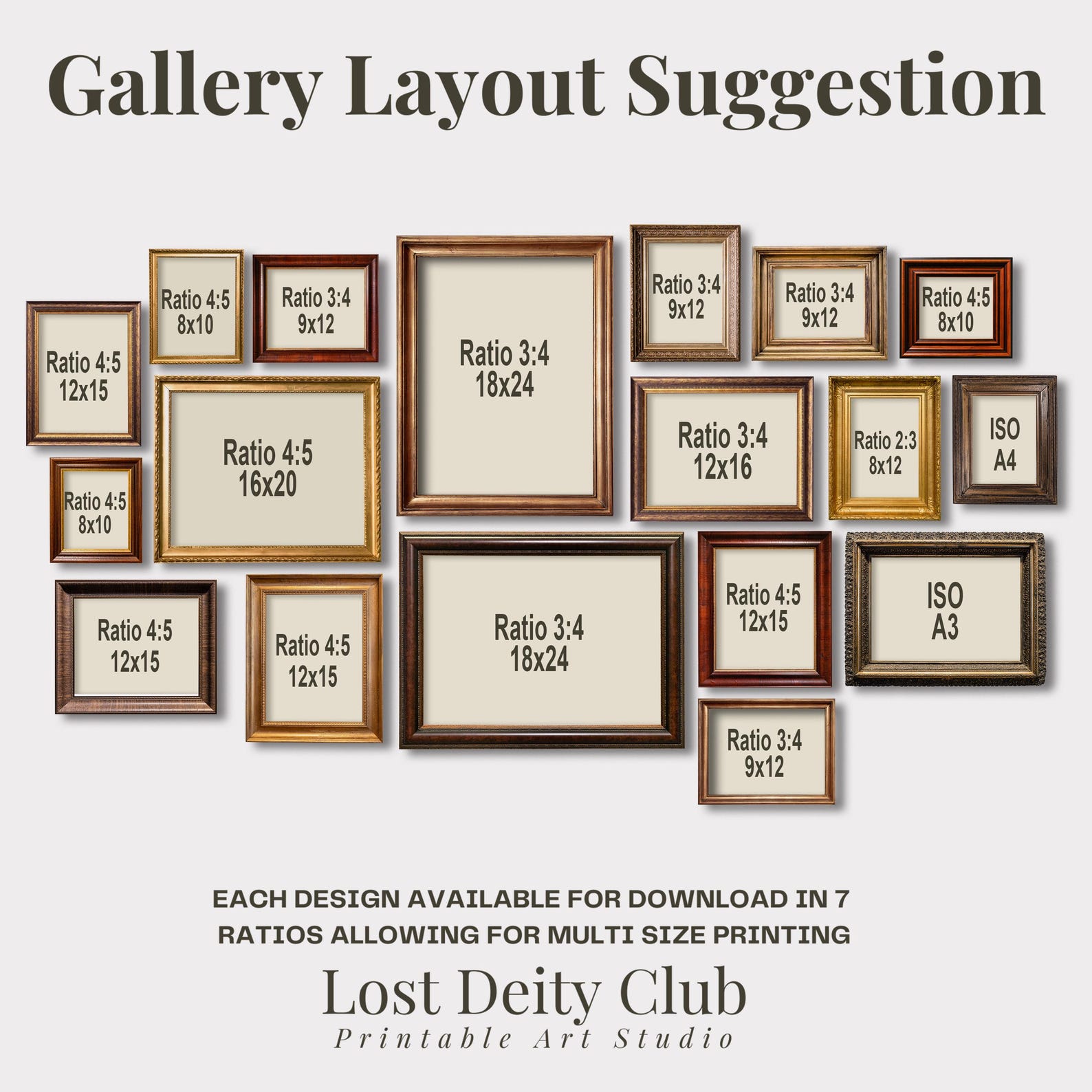 Vintage Gallery Wall Set of 18, Rustic Farmhouse Wall Art, Antique Art ...